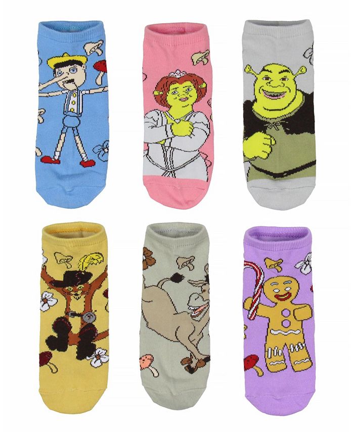 Shrek 's Franchise Characters And Mushrooms No-Show Ankle Socks 6 Pair ...