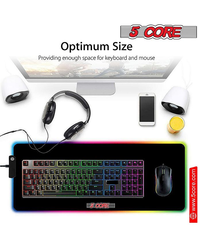5 Core Large Mouse Pad Computer Mouse Mat with RGB Light Anti-Slip ...
