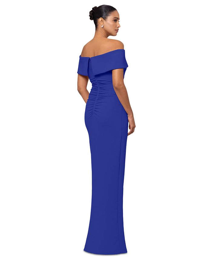 XSCAPE XCSAPE Women's Off-The-Shoulder Ruched-Back Dress - Macy's