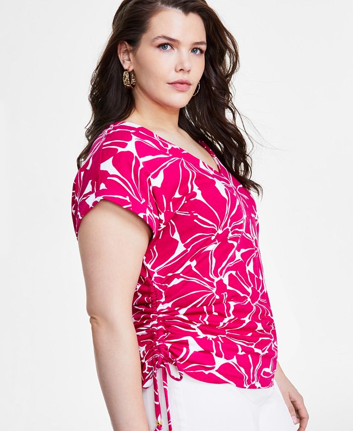 I N C International Concepts Plus Size Cotton Side Tie Top Created
