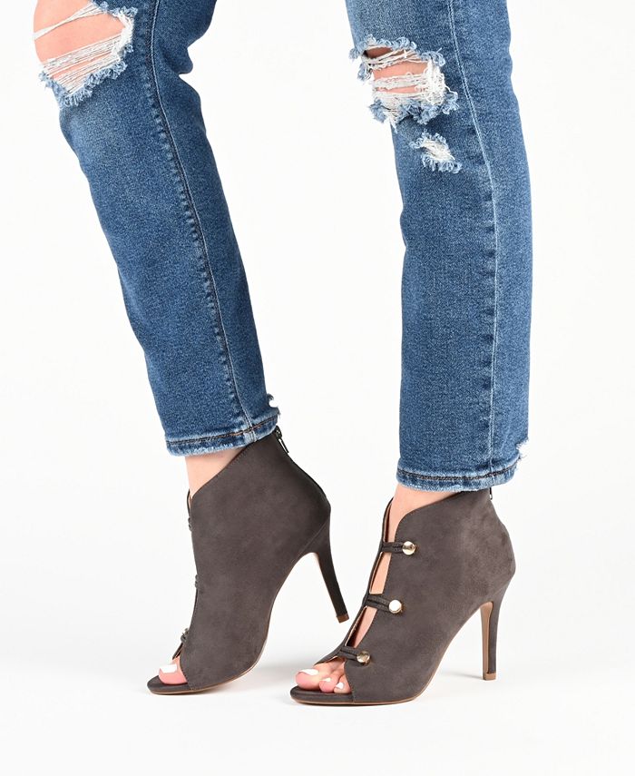 Journee Collection Women's Brecklin Buttons Peep Toe Bootie - Macy's
