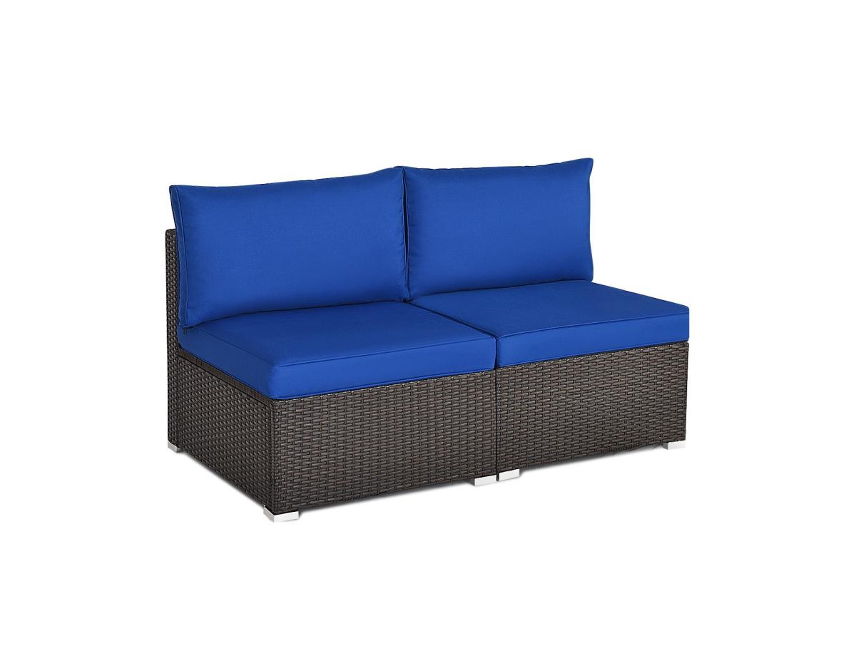 Click here for 2 Pieces Patio Rattan Armless Sofa Set with 2 Cush... prices