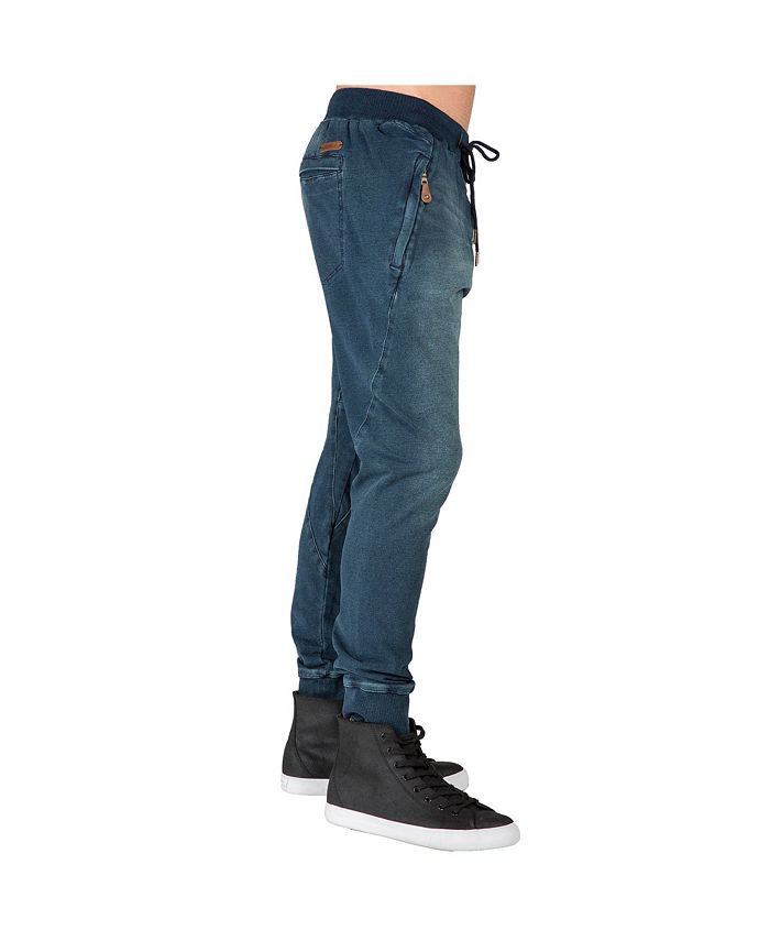 Level 7 Men's Premium Knit Denim Jogger Jeans Drop Crotch Whisker Zipper Pockets - Macy's