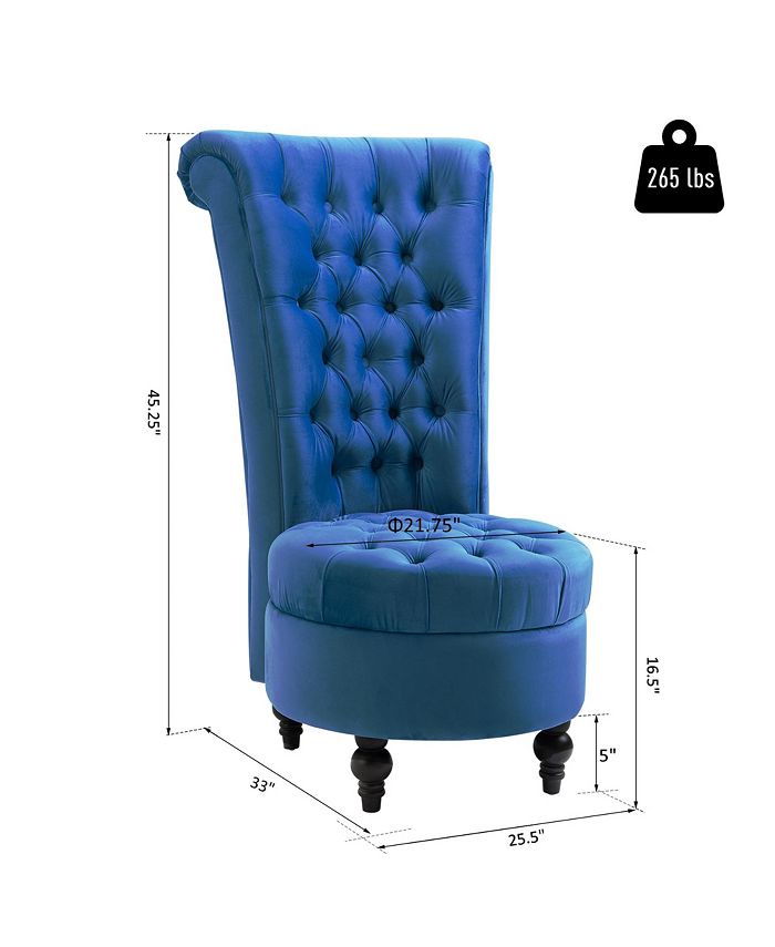HOMCOM Retro Button-Tufted Royal Design High Back Armless Chair w/Thick ...