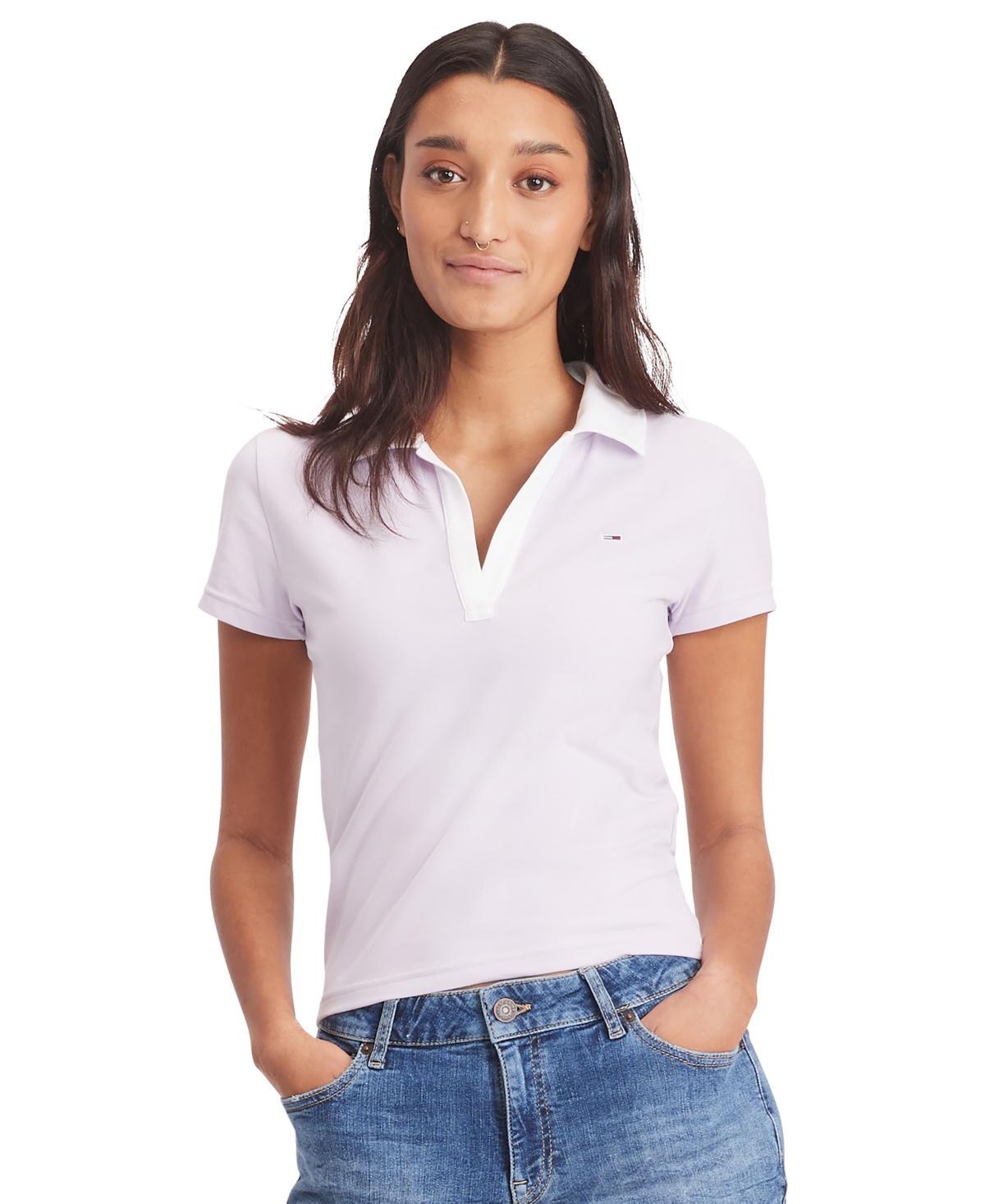 Click here for Tommy Jeans Womens Contrast-Collar Short-Sleeve To... prices
