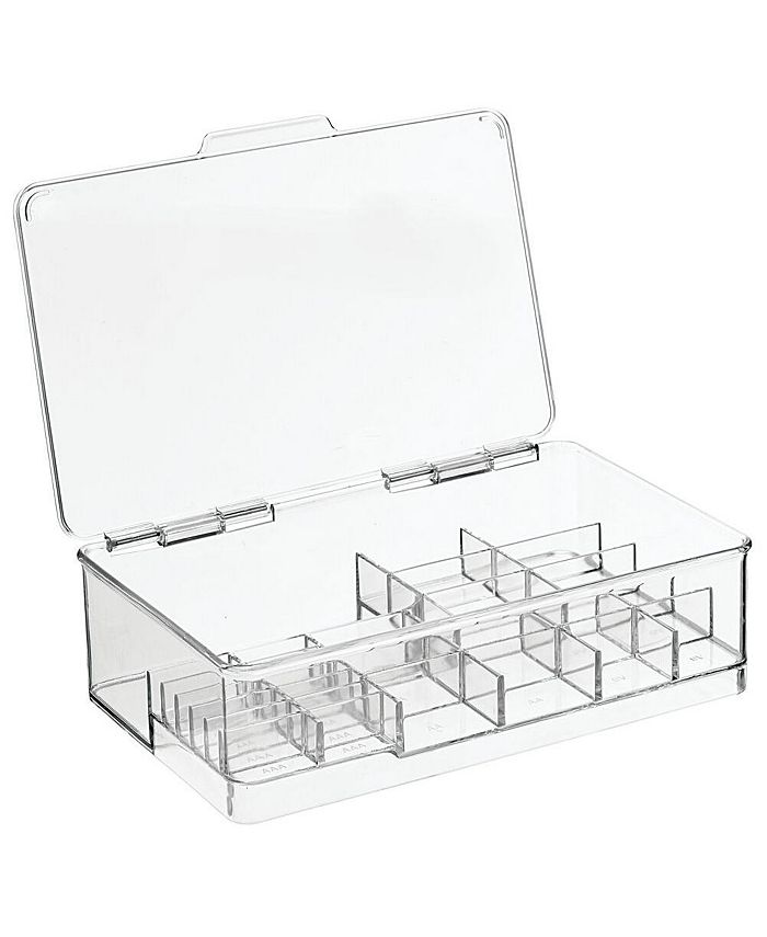 mDesign Large Plastic Stackable Divided Battery Storage Organizer Box ...