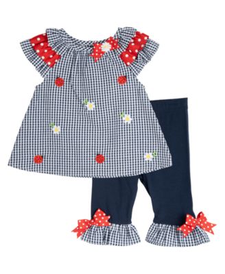 Rare Editions Baby Girls Lady Bug and Daisy Seersucker Outfit with ...