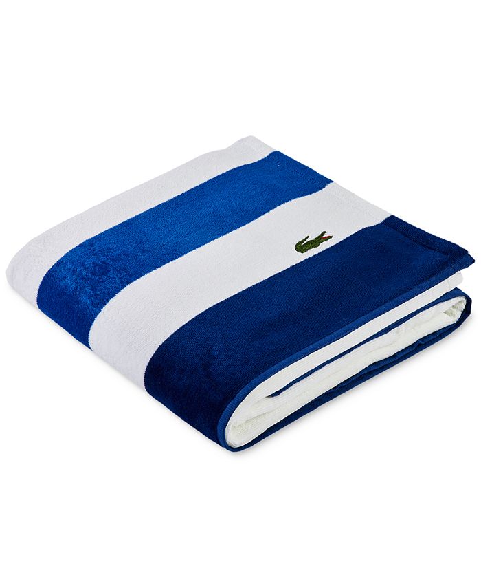 Lacoste Home Script Logo Striped Cotton Beach Towel - Macy's