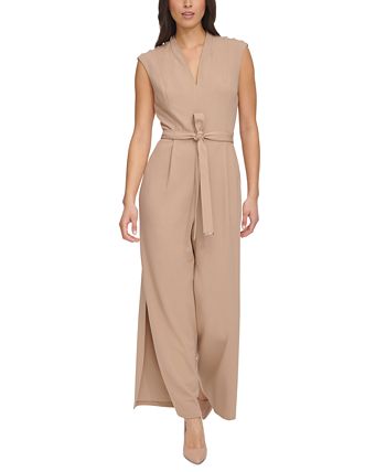 Tommy Hilfiger Women's Scuba-Crepe Tie-Waist Wide-Leg Jumpsuit - Macy's