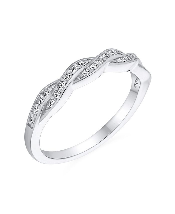 Bling Jewelry Intertwined Rope Twist Knot 1/2 Eternity Clear Pave Cubic ...