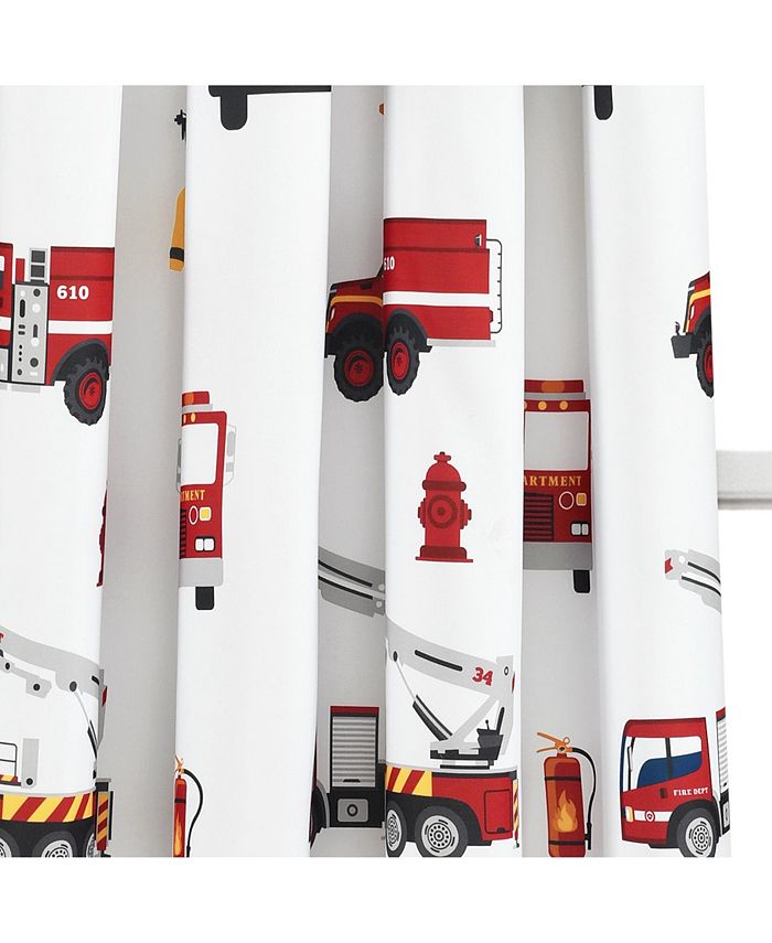 Lush Decor Fire Truck Window Curtain Panels Red/White 52X63 Set - Macy's