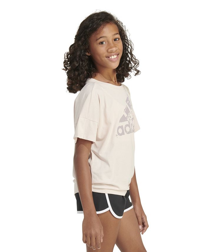 adidas Big Girls Short Sleeve Loose Fit Tie Front T-shirt - Macy's