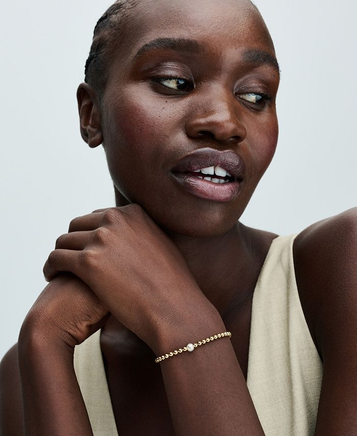 Pandora 14K Gold-Plated Timeless Treated Freshwater Cultured Pearl Beads Bracelet - Macy's