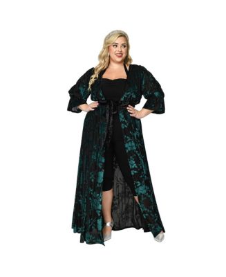 Unique Vintage Plus Size Floral Velvet Burnout Duster - Macy's