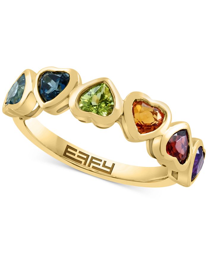 EFFY Collection EFFY® Multi-Gemstone Heart Bezel Ring (1-5/8 ct. t.w ...