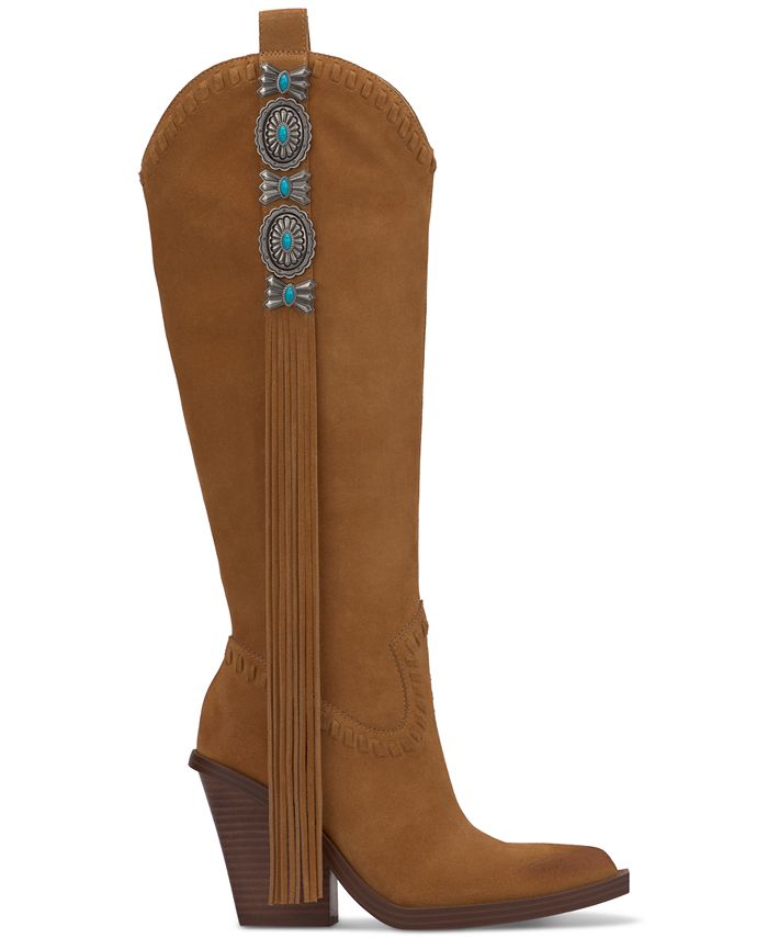 Jessica Simpson Women's Lisabeth Knee-High Fringe Cowbow Boots - Macy's
