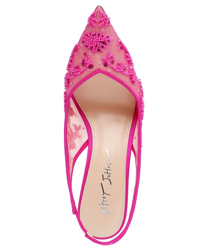 Betsey Johnson Women's Nikki Embroidered Slingback Evening Pumps - Macy's