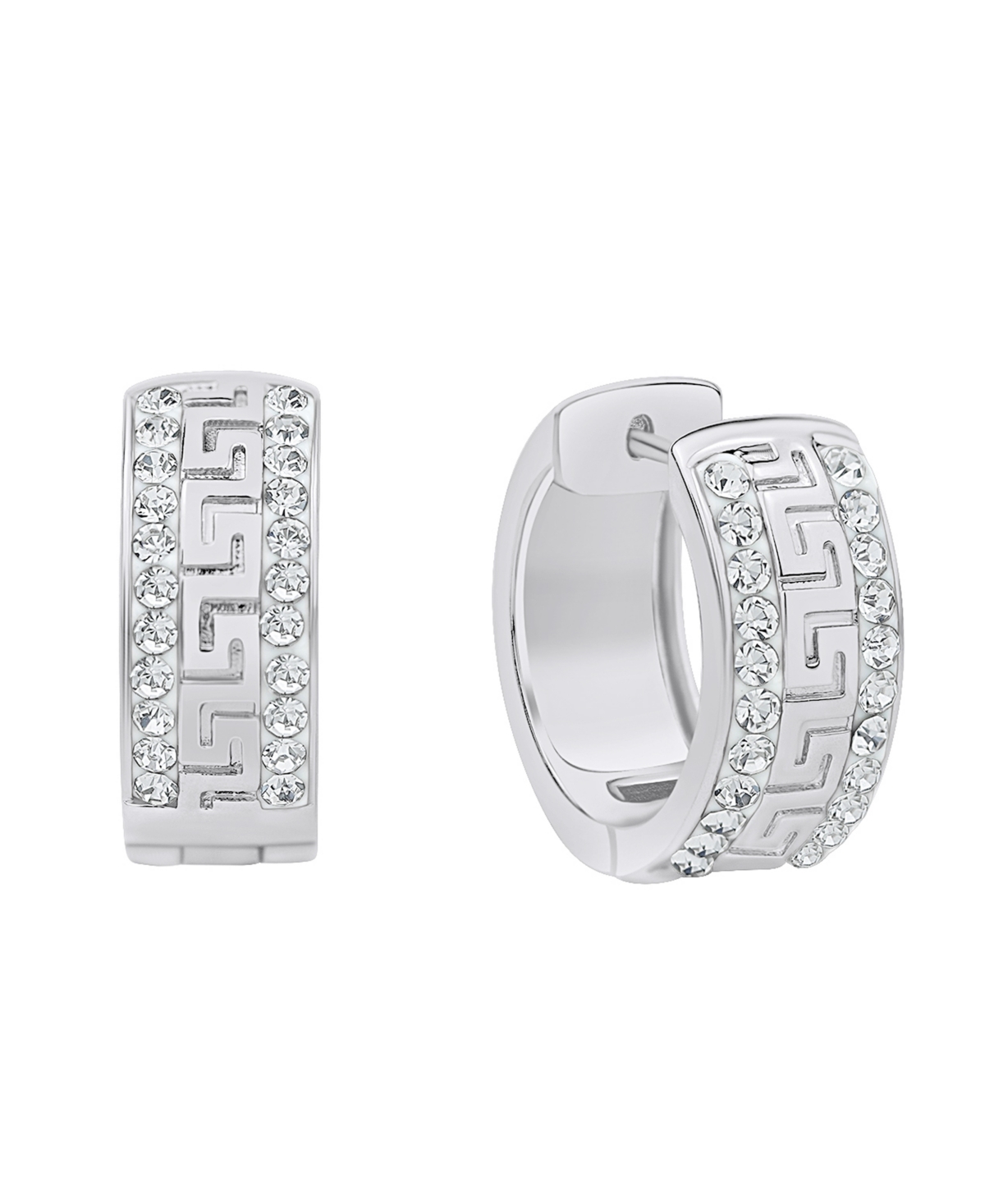 Click here for And Now This Crystal Greek Key Hoop Earring - Silv... prices