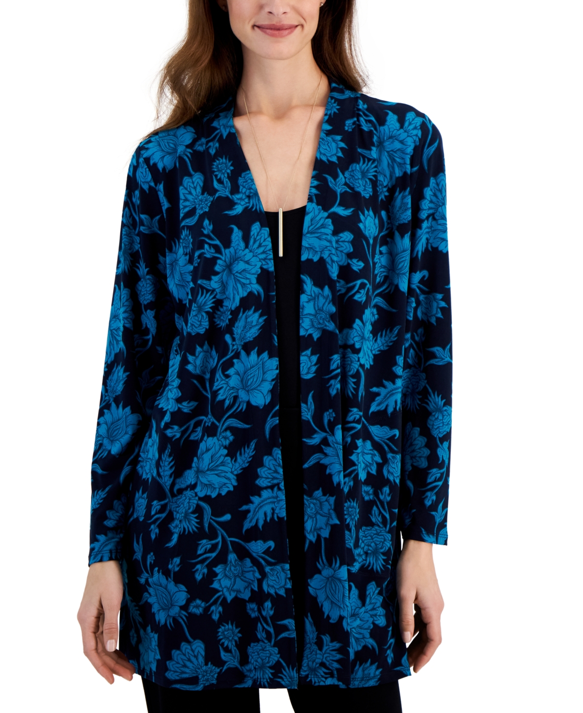 Click here for Jm Collection Womens Printed Open-Front Cardigan... prices
