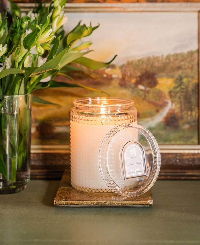 Aromatique The Smell of Spring Textured Glass Candle, 15 oz - Macy's