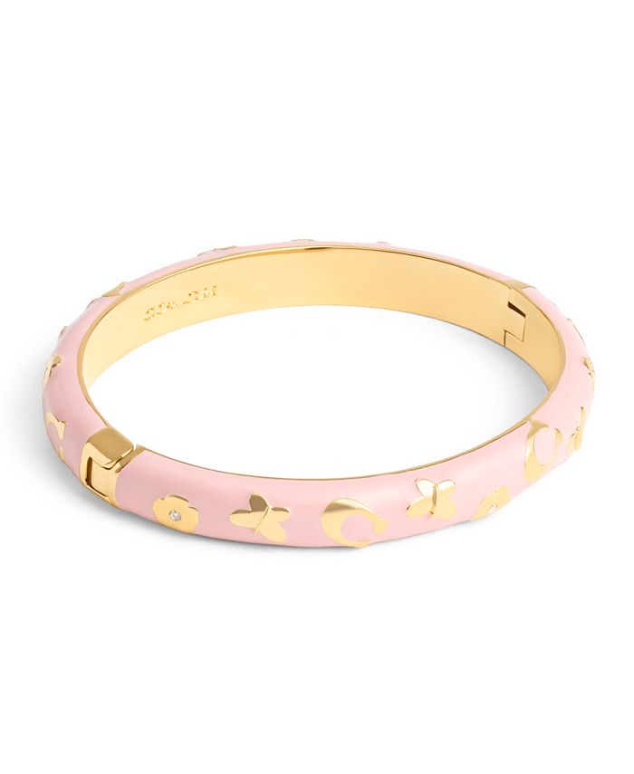 COACH Faux Stone Signature Daisy Enamel Bangle Bracelet - Macy's