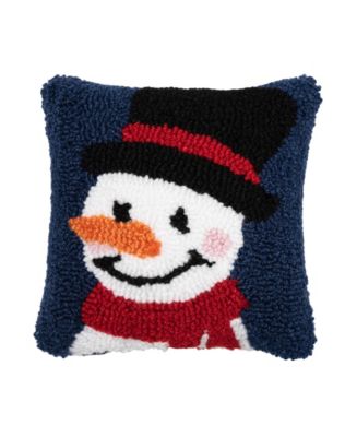 Christmas Snowman Wishes Mini Hooked Accent Pillow 8" x 8" - Macy's