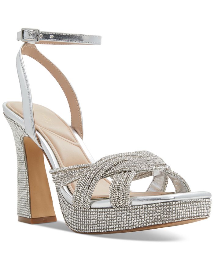 ALDO Women's Glimma Rhinestone Crossband Platform Dress Sandals - Macy's