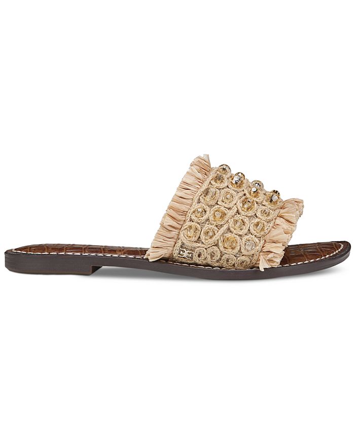 Sam Edelman Women's Gladys Embellished Raffia Slide Flat Sandals - Macy's