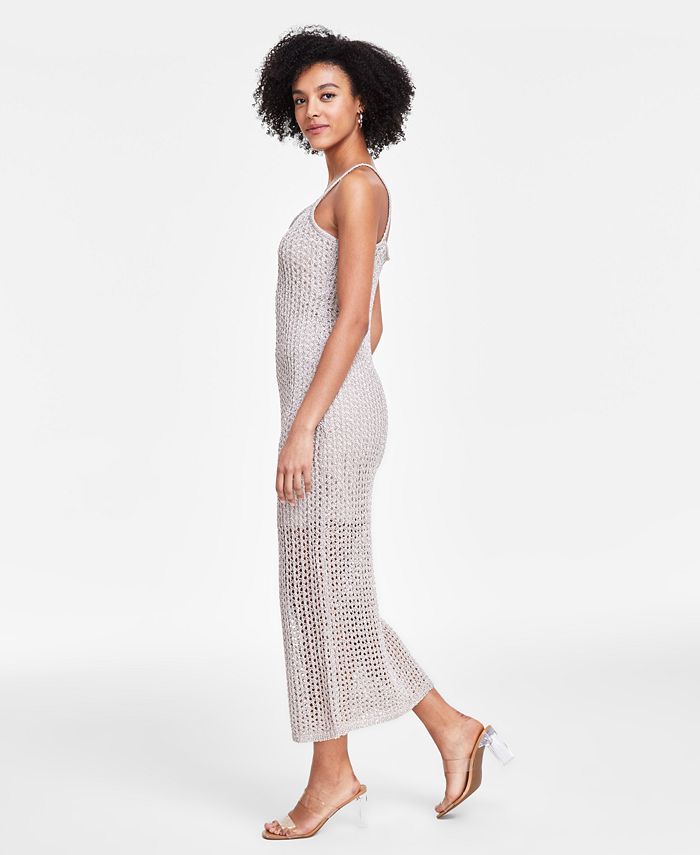 Bar III Women's Metallic Crochet Bodycon Dress, Created for Macy's - Macy's