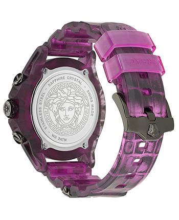 Versace Men's Swiss Chronograph Pink Silicone Strap Watch 44mm - Macy's