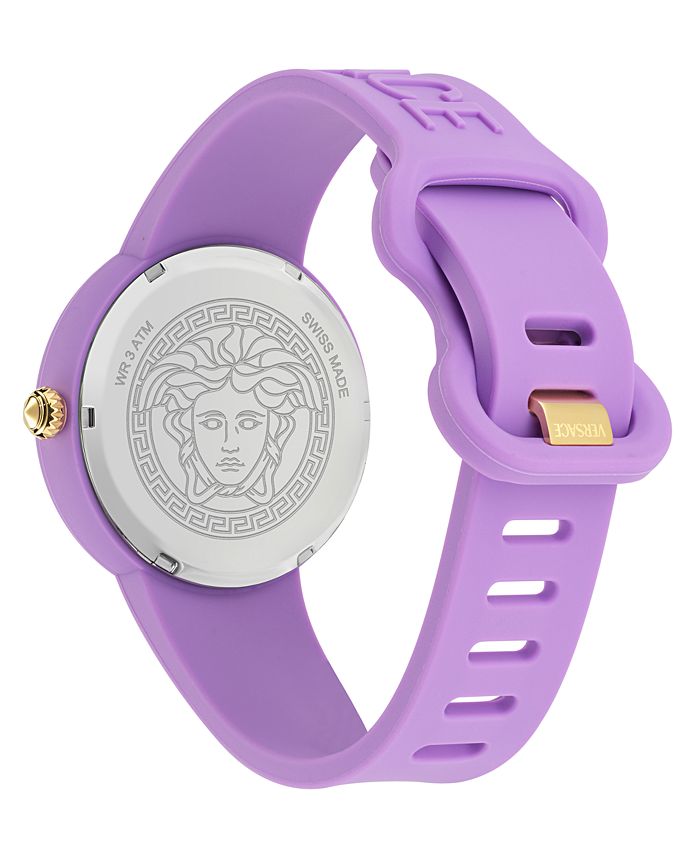Versace Women's Swiss Purple Silicone Strap Watch 38mm - Macy's