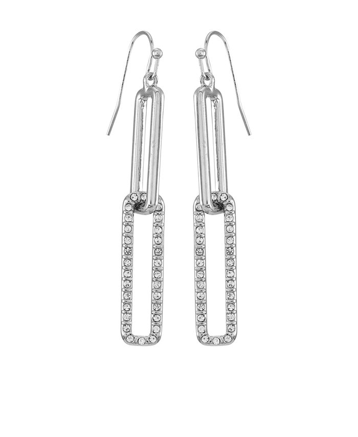 Vince Camuto Silver-Tone Glass Stone Linear Link Drop Earrings - Macy's