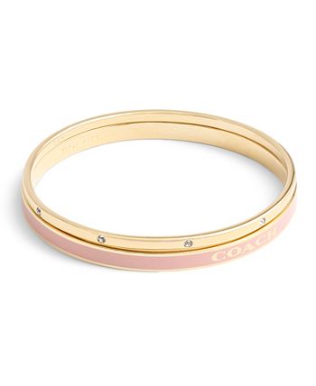 COACH Faux Stone Enamel Signature Bangle Bracelet Set - Macy's