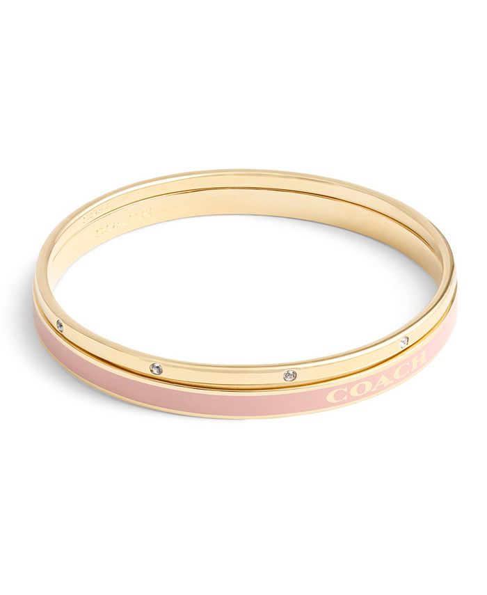 COACH Faux Stone Enamel Signature Bangle Bracelet Set - Macy's