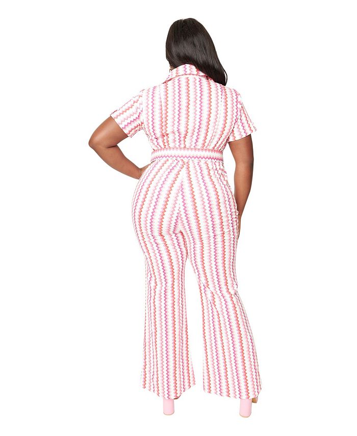 Smak Parlour Plus Size Valentine Zig Zag Stripe Flare Jumpsuit Macys