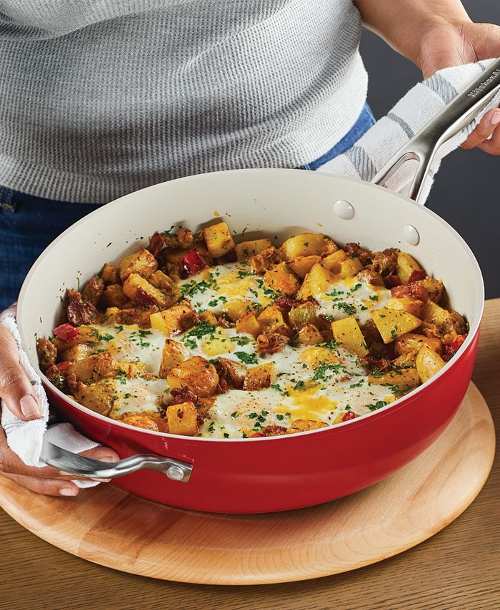 KitchenAid Hard Anodized Ceramic Nonstick 5 Quart Saute Pan with Lid ...
