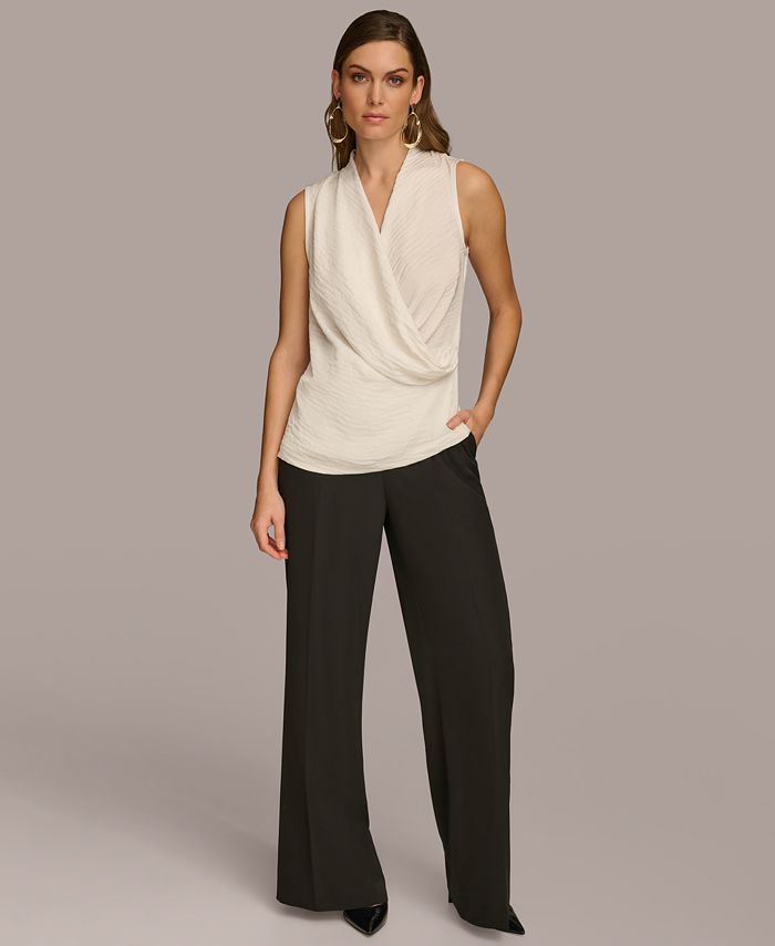 Donna Karan New York Donna Karan Womens Sleeveless Faux Wrap Top Macys