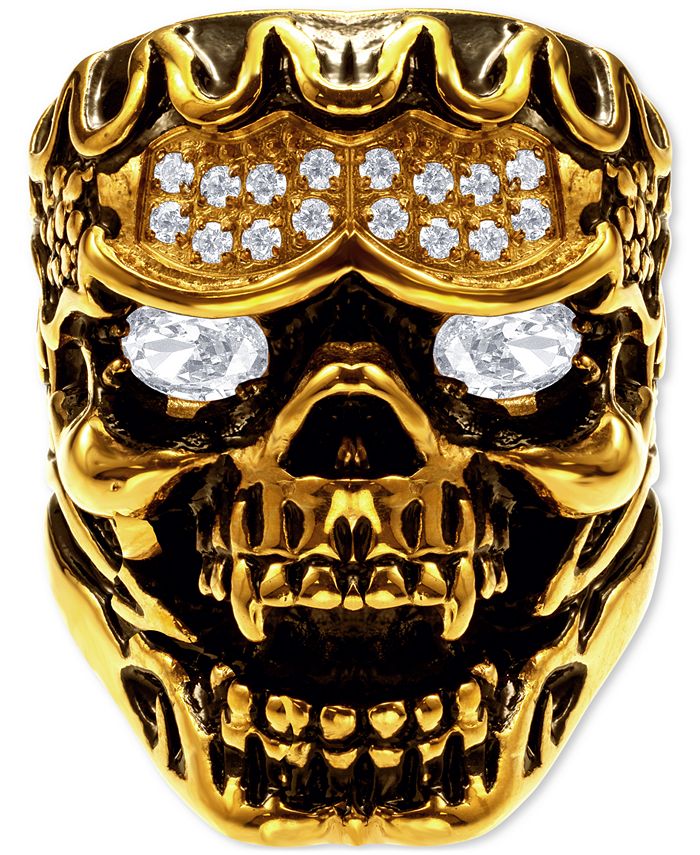 Blackjack Cubic Zirconia Ornately Detailed Skull Statement Ring - Macy's