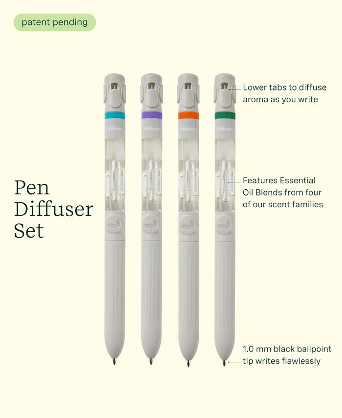 Lifelines Pen Diffuser Set with Assorted Essential Oil Blends, 4 Pack ...