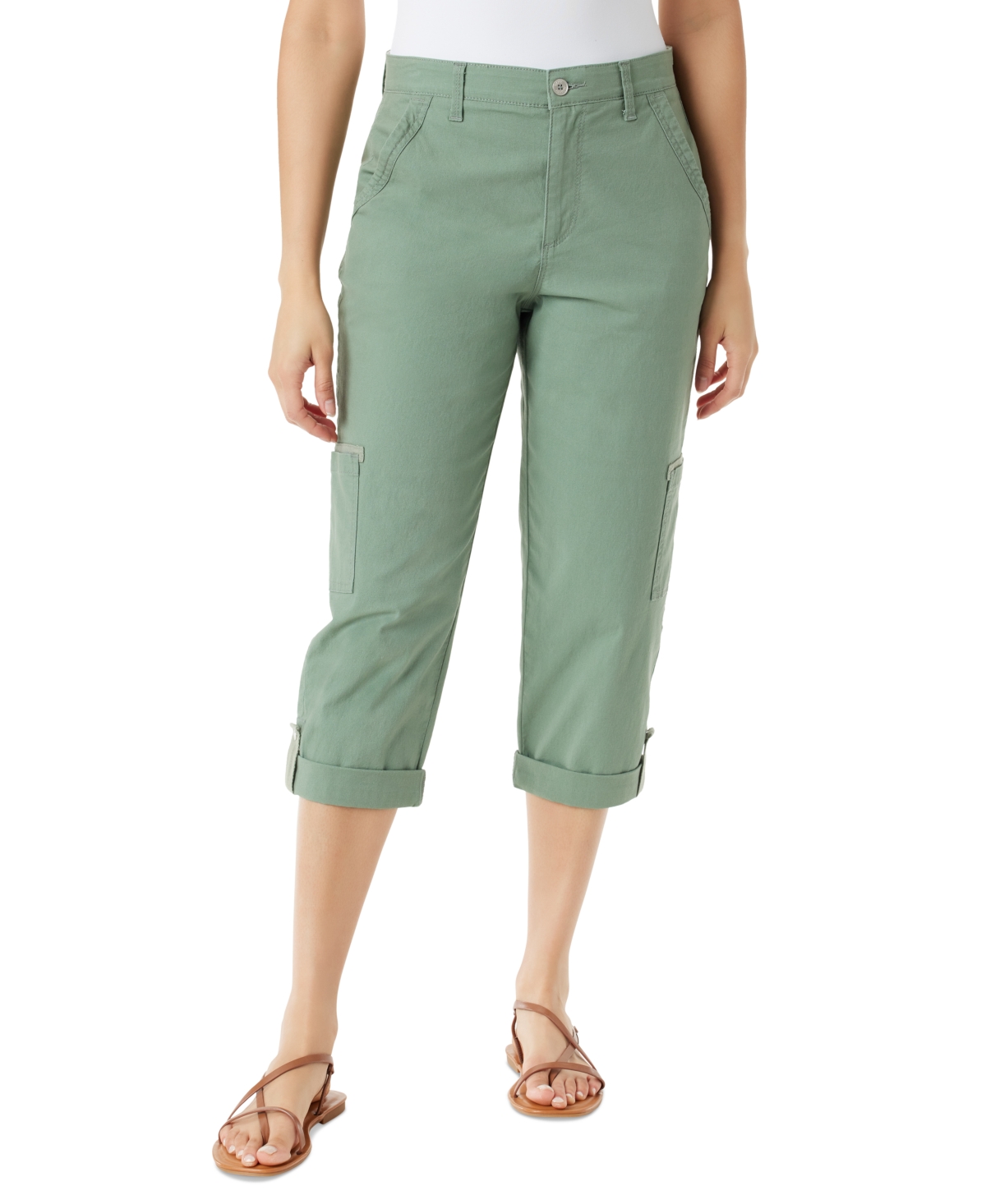Click here for Gloria Vanderbilt Womens Adjustable-Hem Cargo Capr... prices