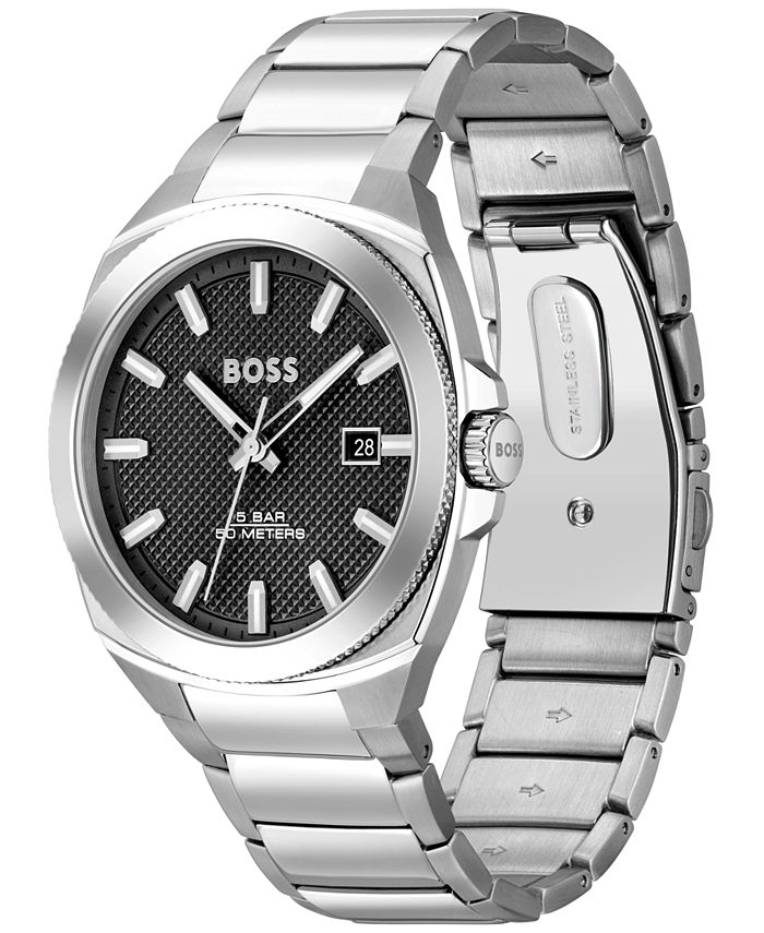 Hugo Boss Men's Walker Quartz Basic Calendar Silver-Tone Stainless ...