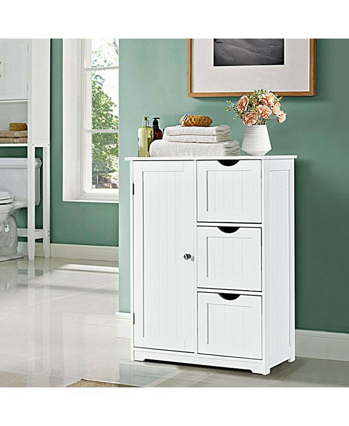 Slickblue Bathroom Floor Cabinet Side Storage Cabinet with 3 Drawers ...