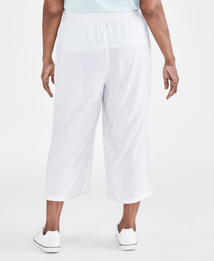 Style & Co Plus Size Linen Drawstring Capri Pants, Created for Macy's - Macy's
