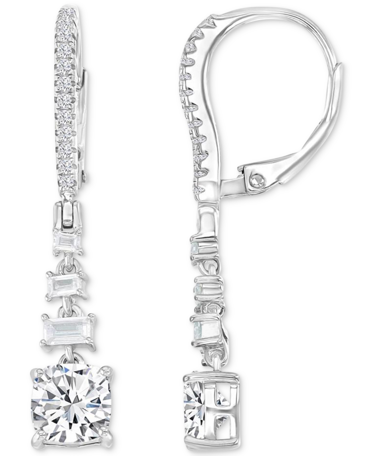 Click here for Cubic Zirconia Mixed Cut Linear Drop Leverback Ear... prices