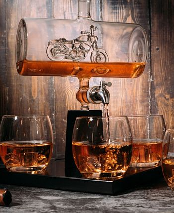 The Wine Savant Motorcycle Decanter Whiskey Wine Decanter 1100 ml Set ...