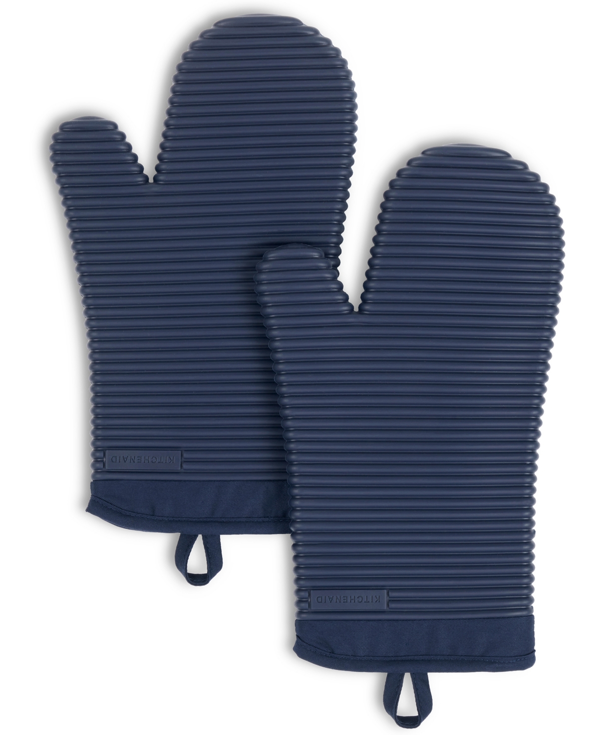 KitchenAid Ribbed Soft Silicone 2-Pc. Oven Mitt Set - Ink Blue