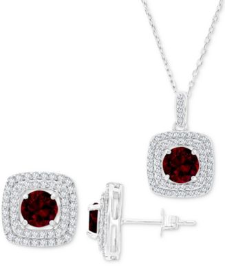2-Pc. Set Lab-Grown Garnet (3-7/8 ct. t.w.) & Lab-Grown White Sapphire ...