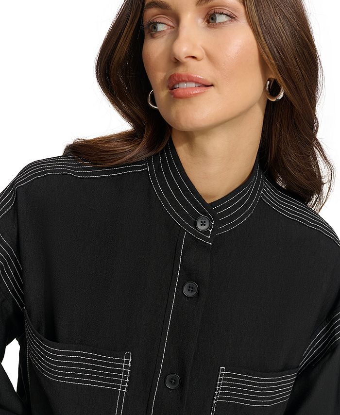DKNY Women's Contrast-Stitched Jacket - Macy's