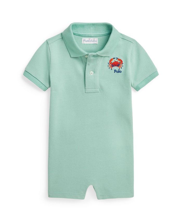 Polo Ralph Lauren Baby Boys Crab Embroidered Cotton Polo Shortall - Macy's