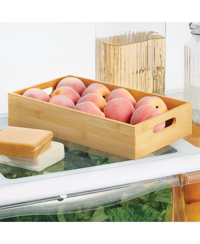 mDesign Wide Bamboo Wood Compact Food Storage Bin with Handle - Macy's